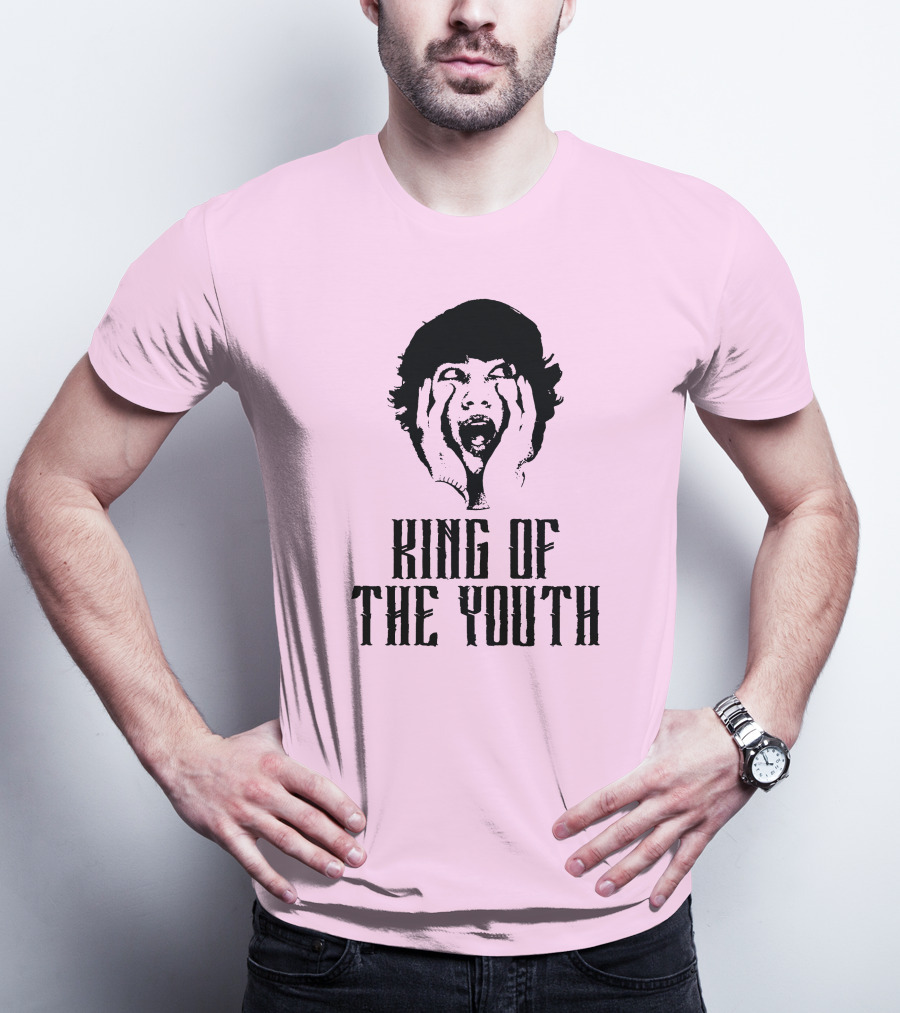 Baylen Levine Merch Store King Of The Youth Pink Graphic Featuring Shouting Face T-Shirt
