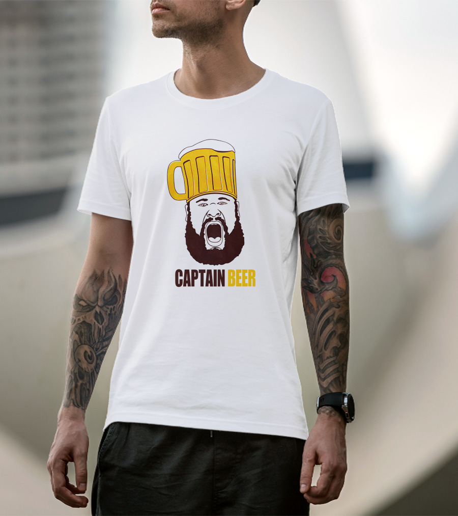Dominic Grecco Captain Beer Mug Head Shouting Bearded Face T-Shirt