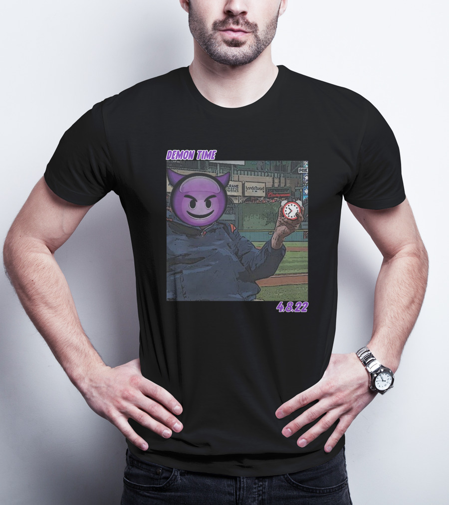 Demon Time Purple Emoji Face Baseball 4.8.22 T-Shirt
