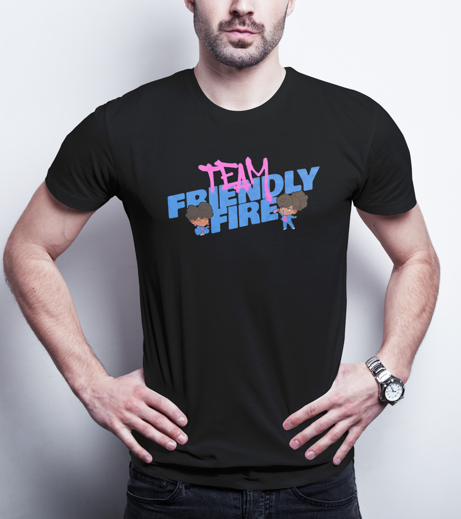 Rooster Teeth Store Team Friendly Fire Cartoon Characters T-Shirt