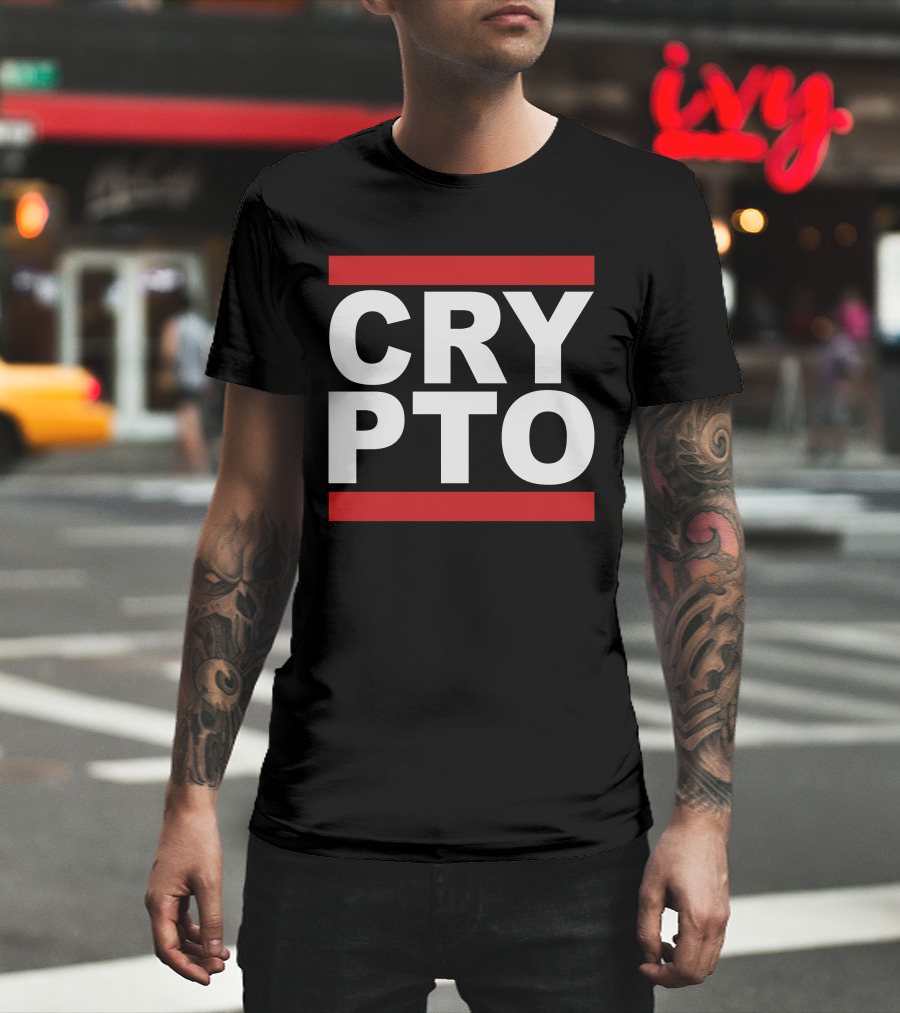 CRYPTO Bold Text Red Accents T-Shirt