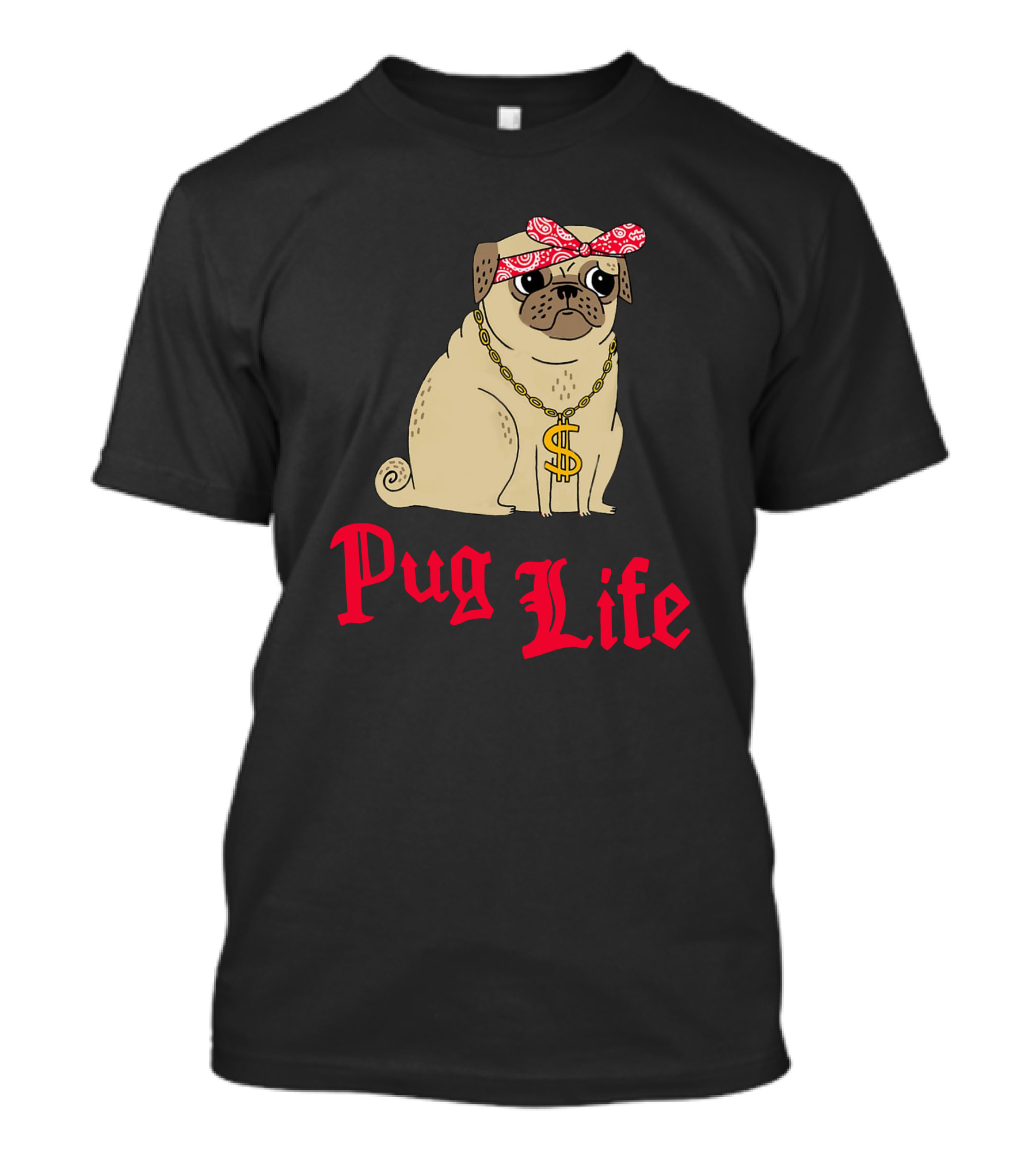 Gemma Correll Pug Life Dollar Sign Chain Bandana T-Shirt