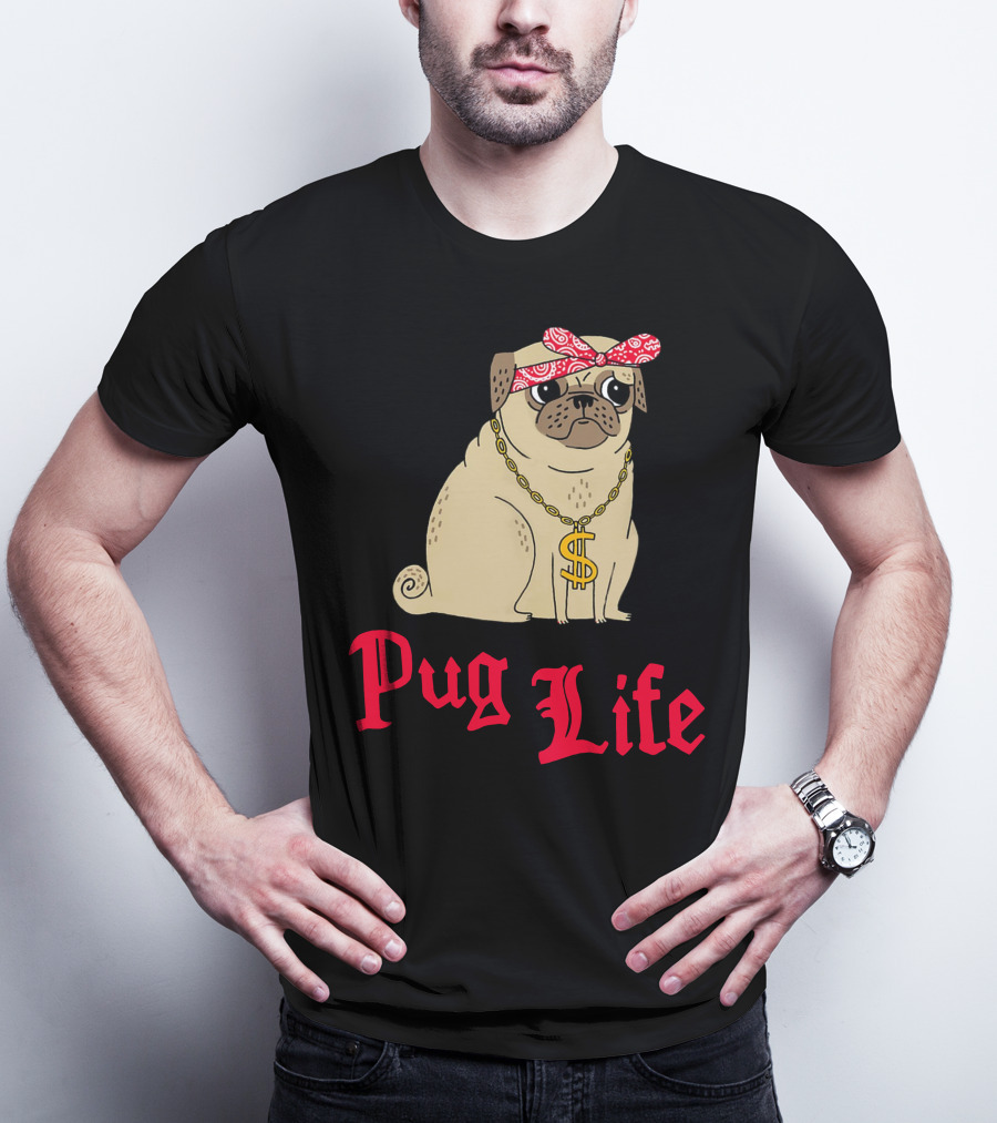 Gemma Correll Pug Life Dollar Sign Chain Bandana T-Shirt