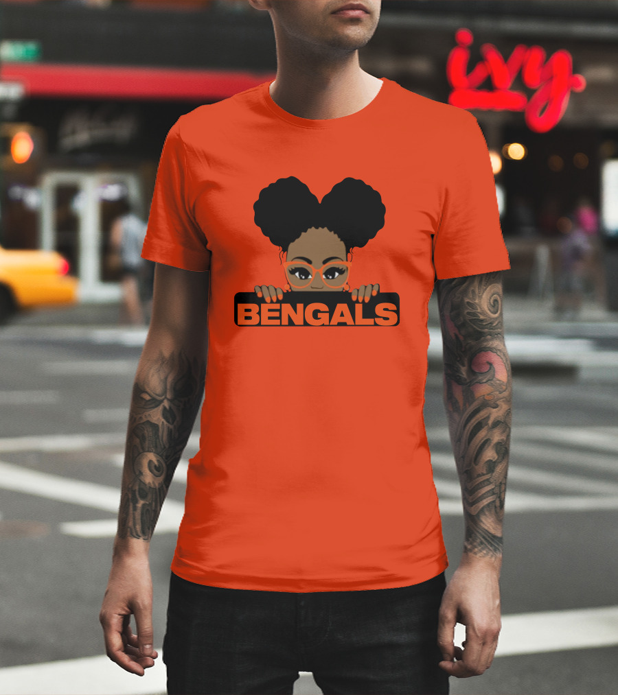 Rare Tagz Merch Bengals Girls Bengals Fanatic Afro T-Shirt
