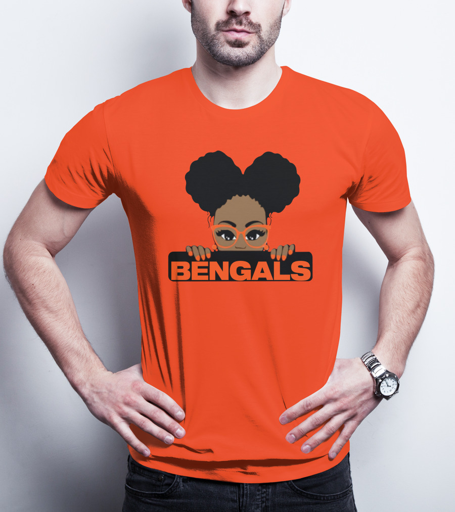 Rare Tagz Merch Bengals Girls Bengals Fanatic Afro T-Shirt