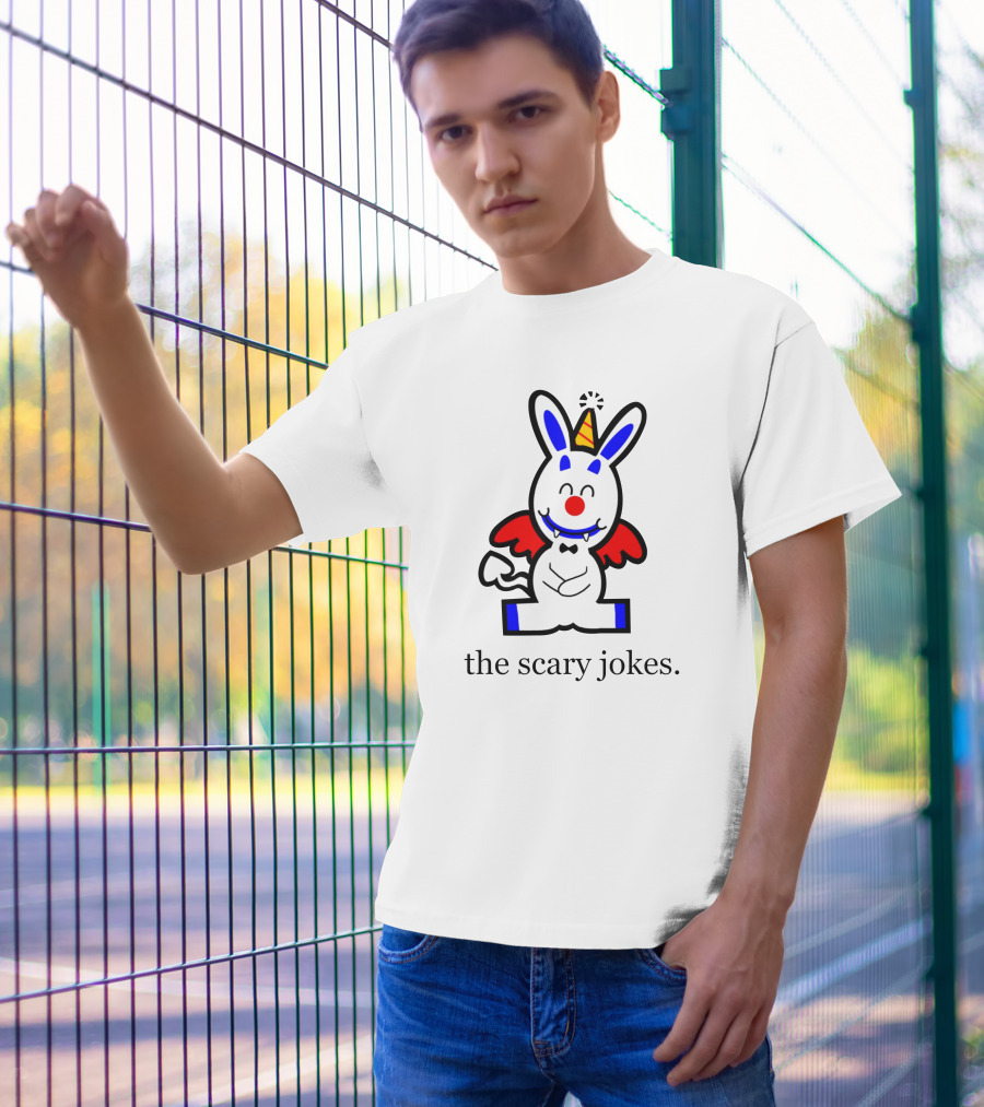 The Scary Jokes Cartoon Bunny With Party Hat And Red Wings T-Shirt