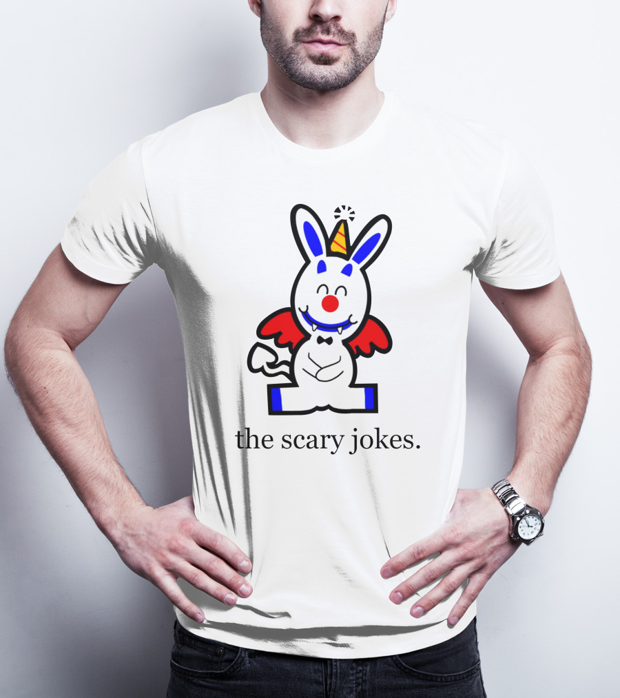 The Scary Jokes Cartoon Bunny With Party Hat And Red Wings T-Shirt