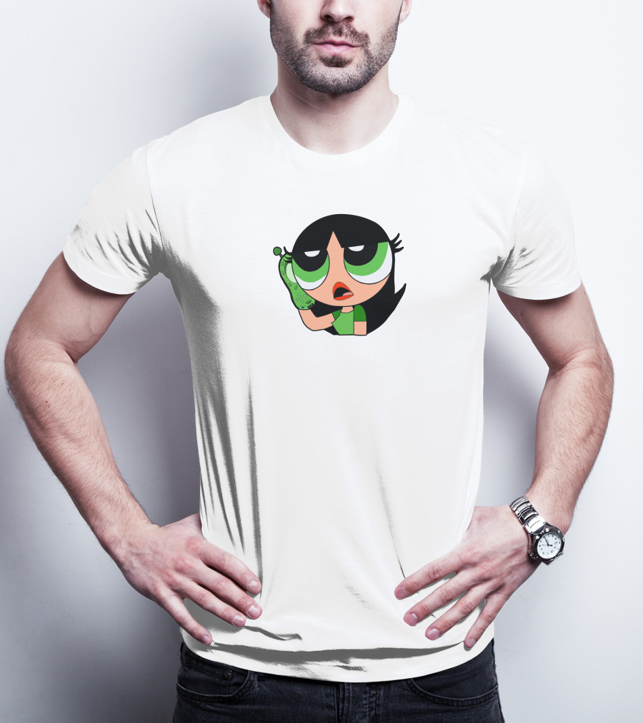 The Powerpuff Girls Buttercup Talking To Broccoli Phone Animation T-Shirt
