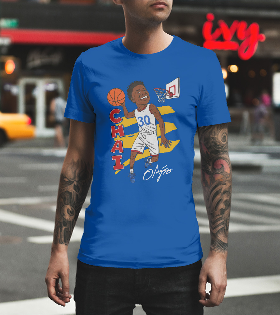 Ochai Agbaji Basketball Illustration 30 Chai Charliehustle Store T-Shirt