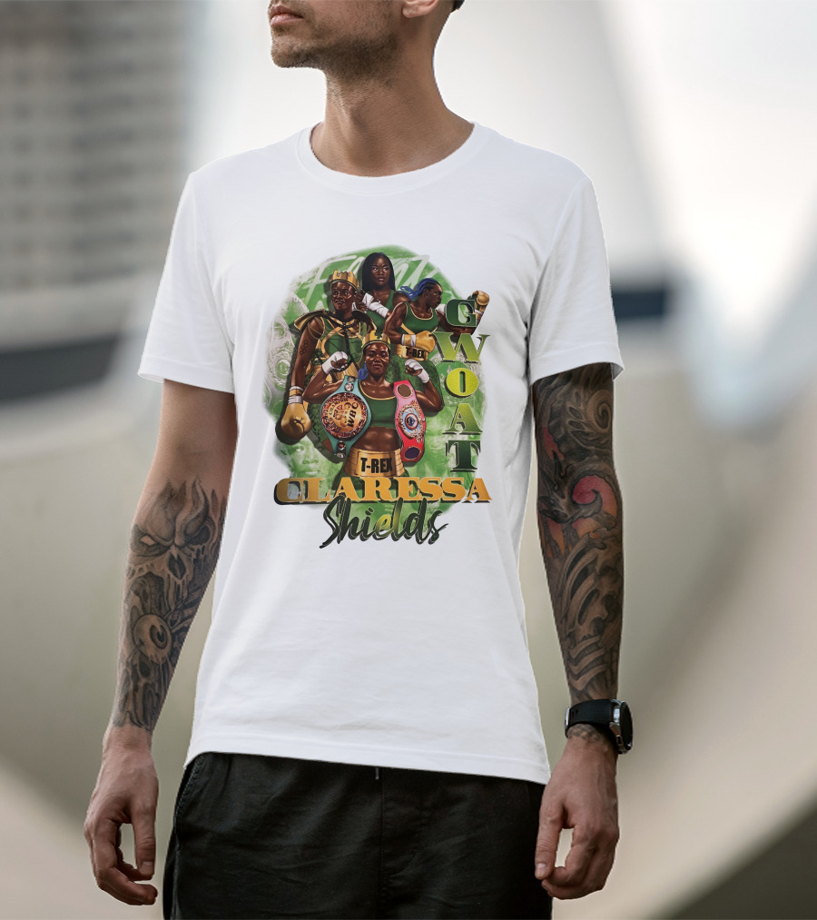 Claressa Shields GWOAT T-Rex Boxing Champion T-Shirt