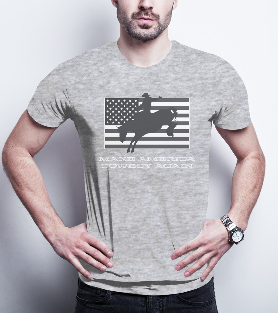 Brittanyandkasi X Kasi Brittany Make America Cowboy Again Riding Silhouette Flag T-Shirt