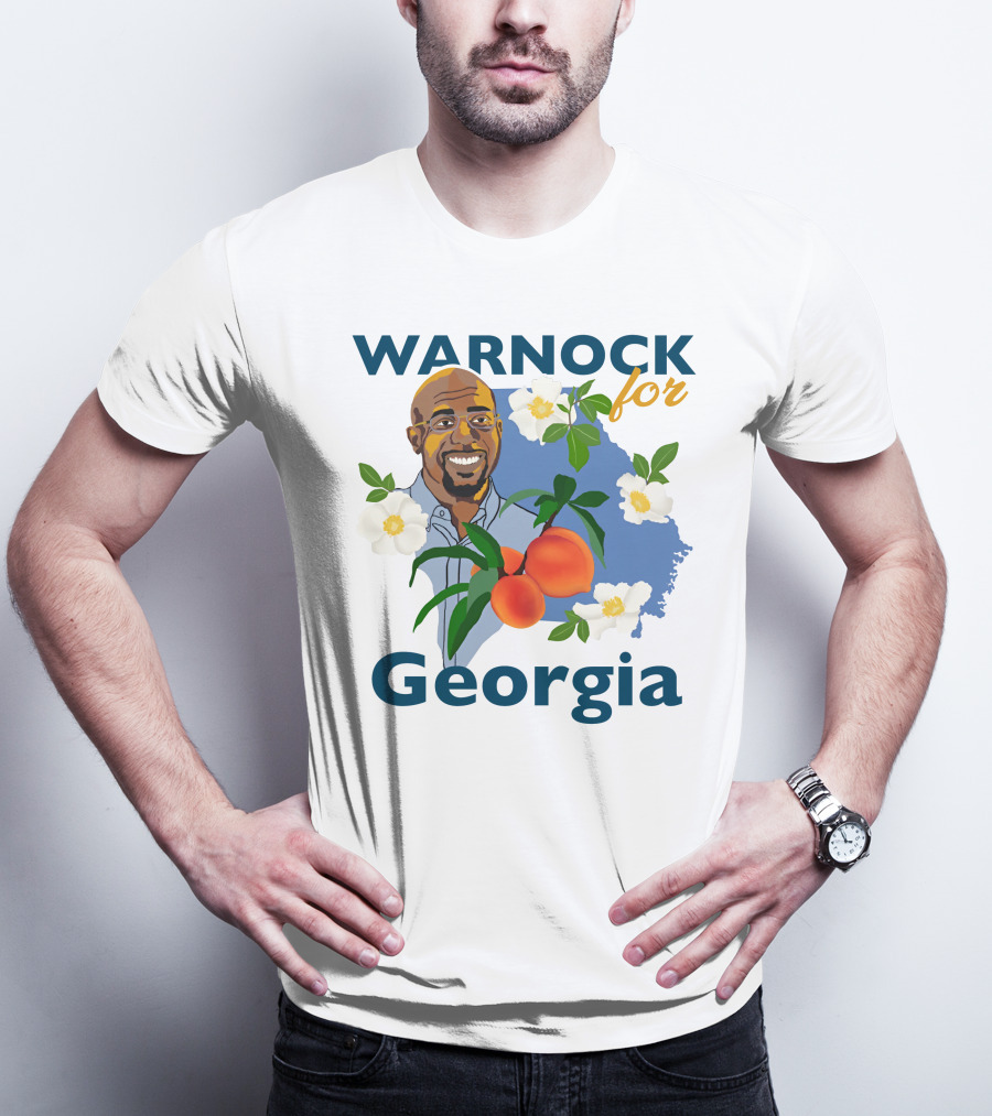 Warnock For Georgia Raphael Warnock Peaches And Blossoms T-Shirt