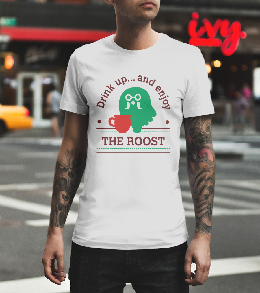 Drink Up And Enjoy The Roost Acpocketnews Owl With Coffee Cup T-Shirt