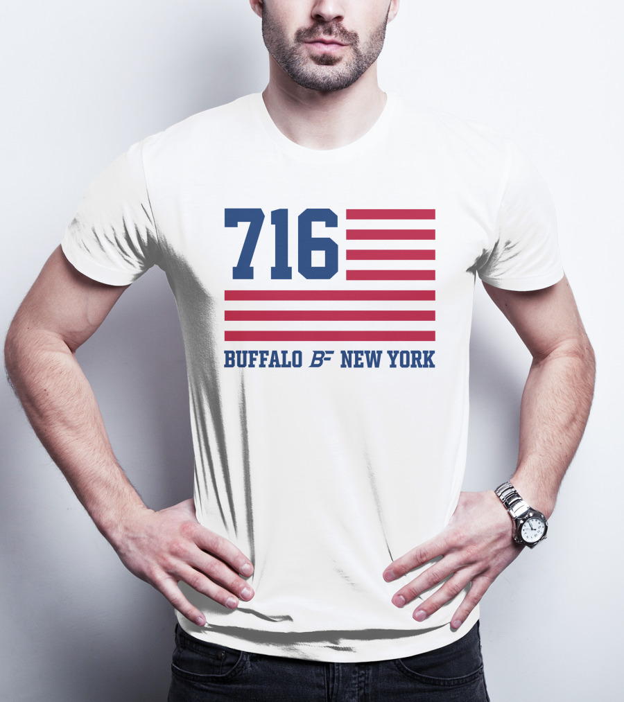 716 Buffalo New York USA Flag T-Shirt
