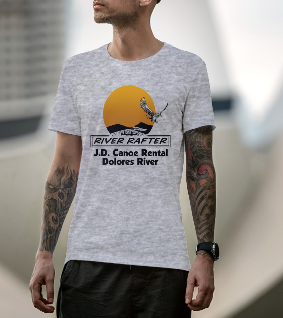 River Rafter J.D. Canoe Rental Dolores River Eagle Sunset T-Shirt