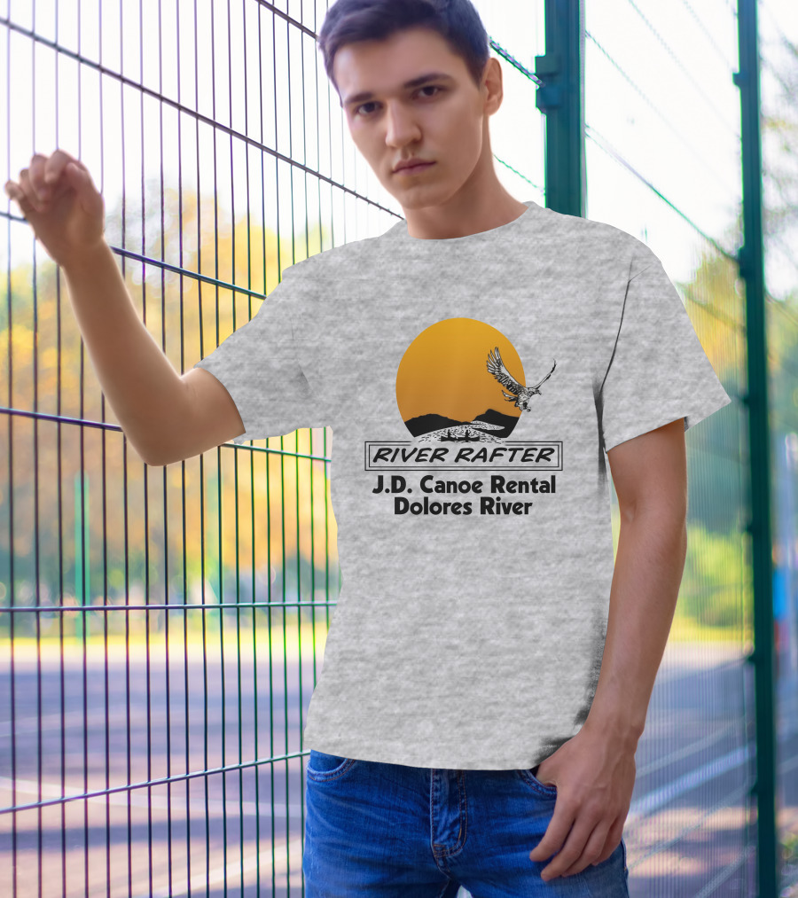 River Rafter J.D. Canoe Rental Dolores River Eagle Sunset T-Shirt