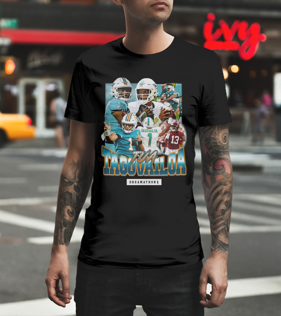 Tua Tagovailoa Dreamathon Quarterback Highlights NFL Football Action T-Shirt