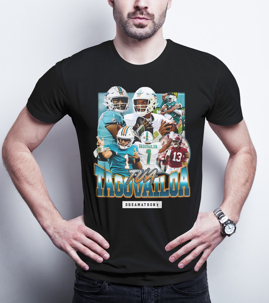 Tua Tagovailoa Dreamathon Quarterback Highlights NFL Football Action T-Shirt