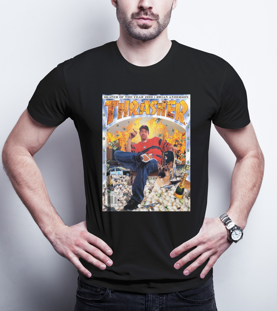 Thrasher Skater Of The Year 1999 Brian Anderson Cover With Money Explosion Scene T-Shirt