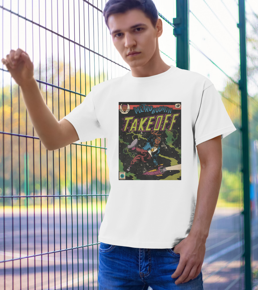 Metro Boomin Takeoff Comic Style Space Adventure T-Shirt