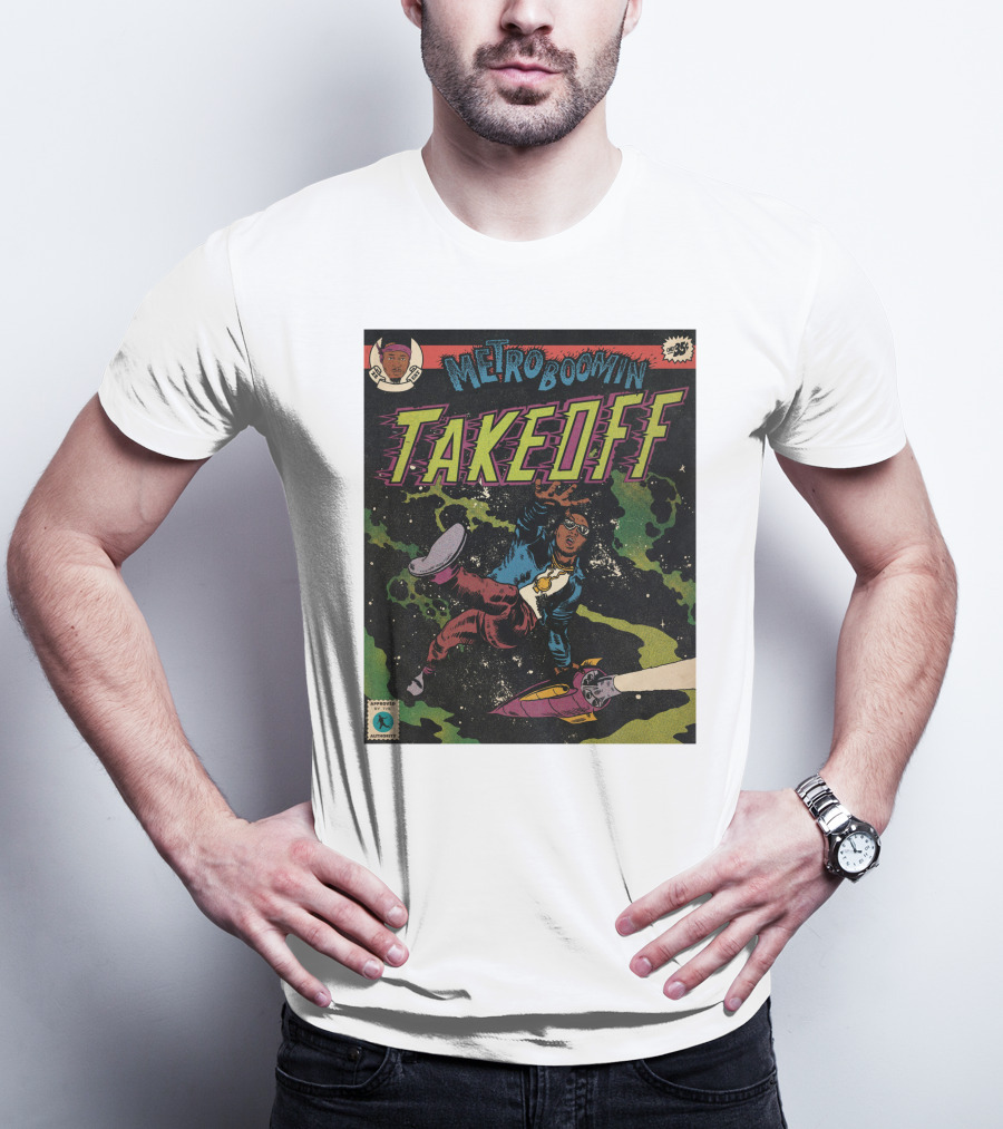 Metro Boomin Takeoff Comic Style Space Adventure T-Shirt
