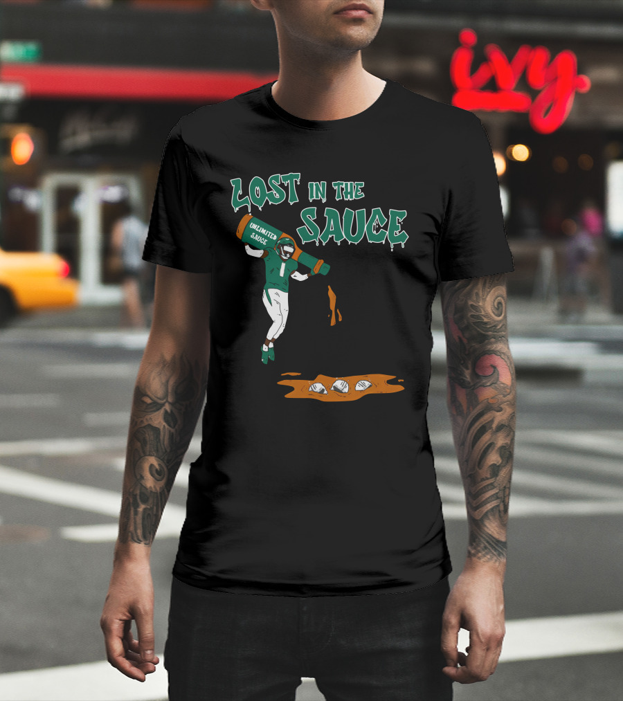 Lost In The Sauce Iamsaucegardner With Unlimited Sauce Football Player T-Shirt
