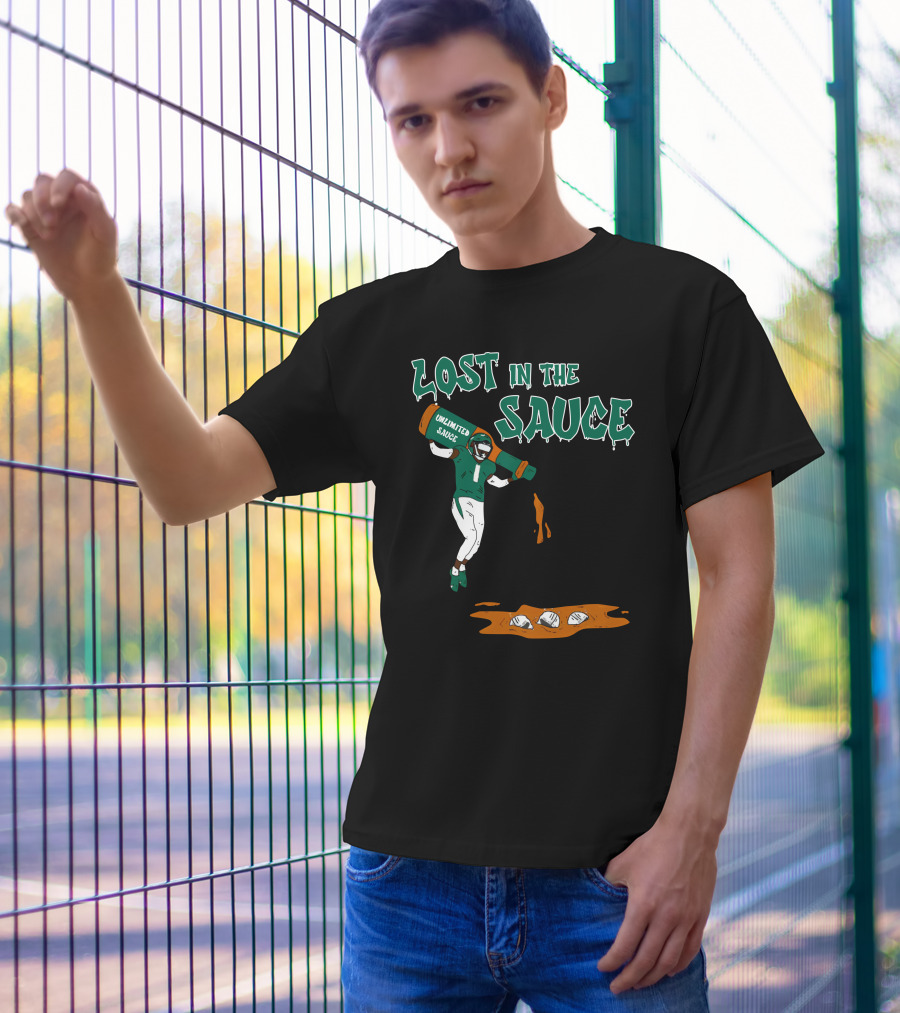 Lost In The Sauce Iamsaucegardner With Unlimited Sauce Football Player T-Shirt