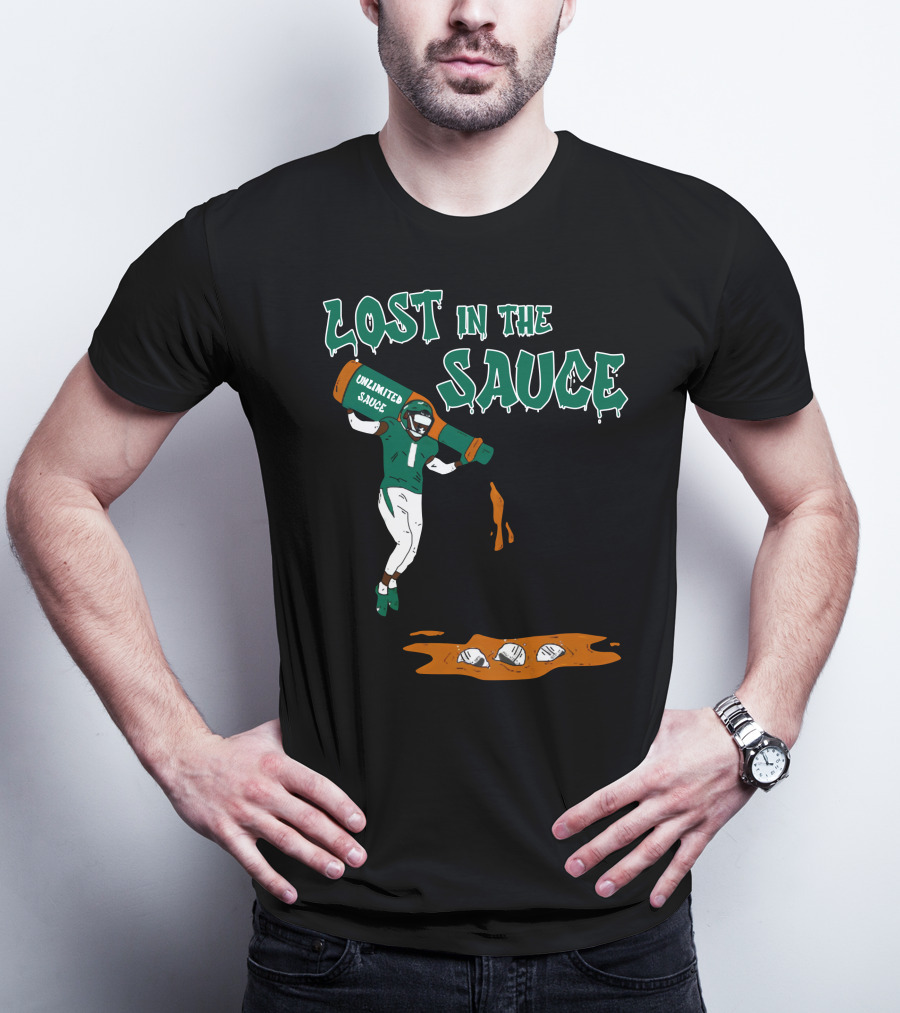 Lost In The Sauce Iamsaucegardner With Unlimited Sauce Football Player T-Shirt