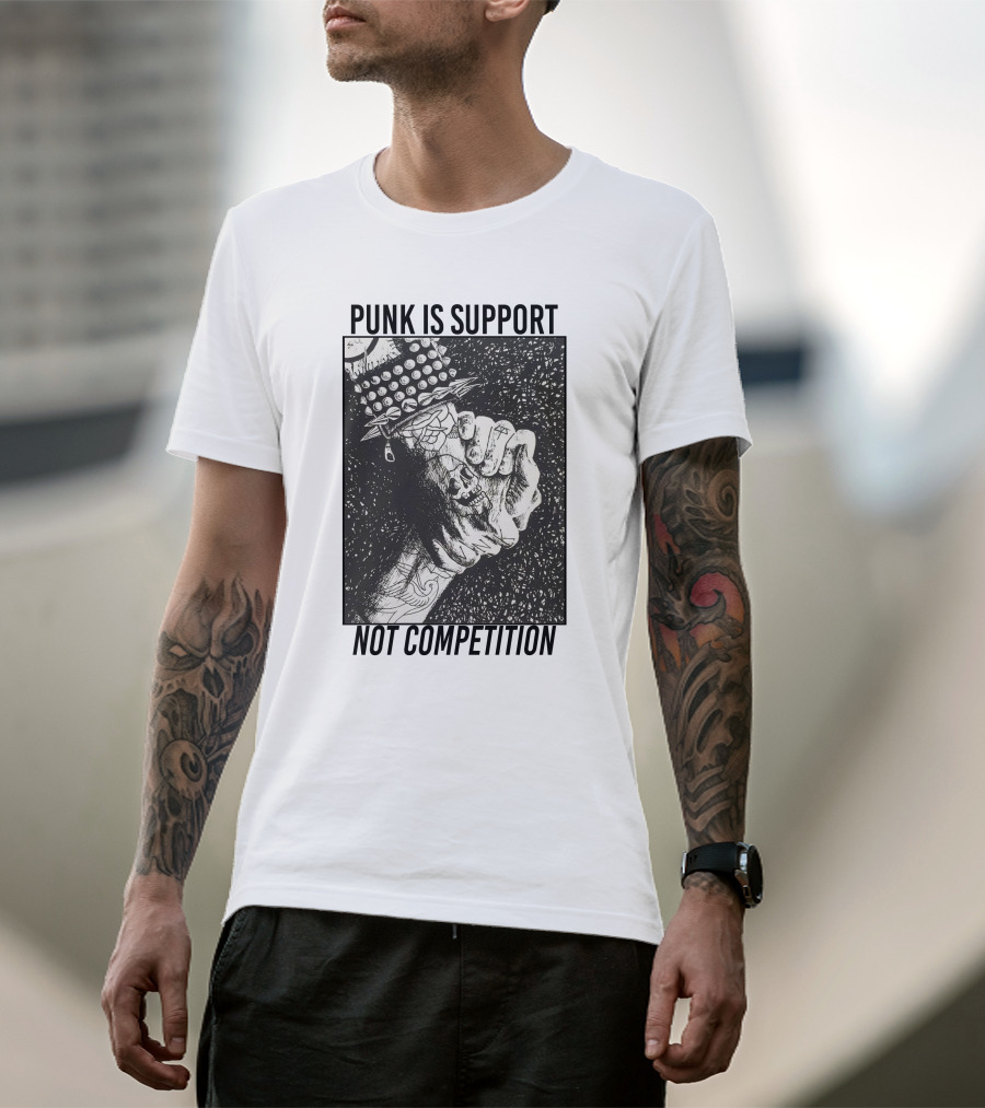 Punk Is Support Not Competition No Gods No Masters Spiked Leather Unity T-Shirt