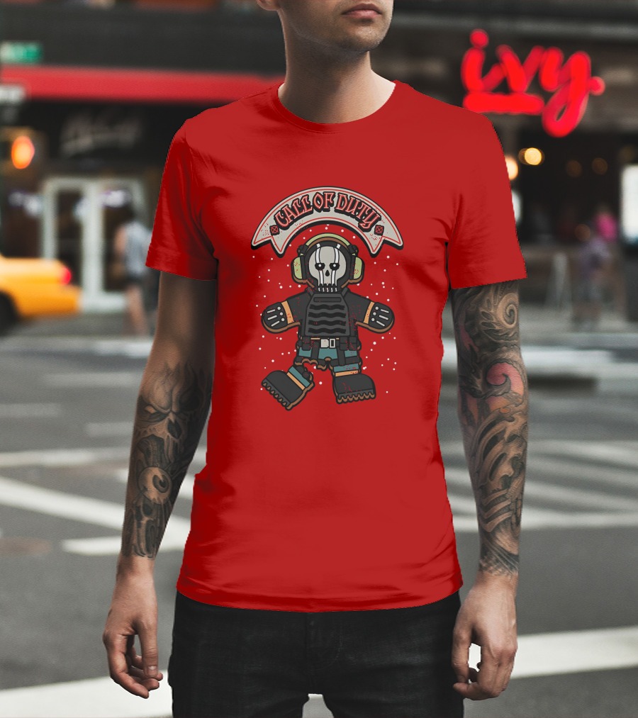 Dysmo Call Of Duty Skull Soldier Gingerbread Red Holiday Game Fusion T-Shirt