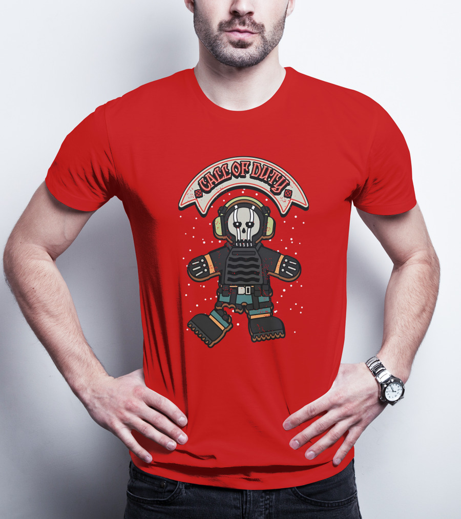 Dysmo Call Of Duty Skull Soldier Gingerbread Red Holiday Game Fusion T-Shirt