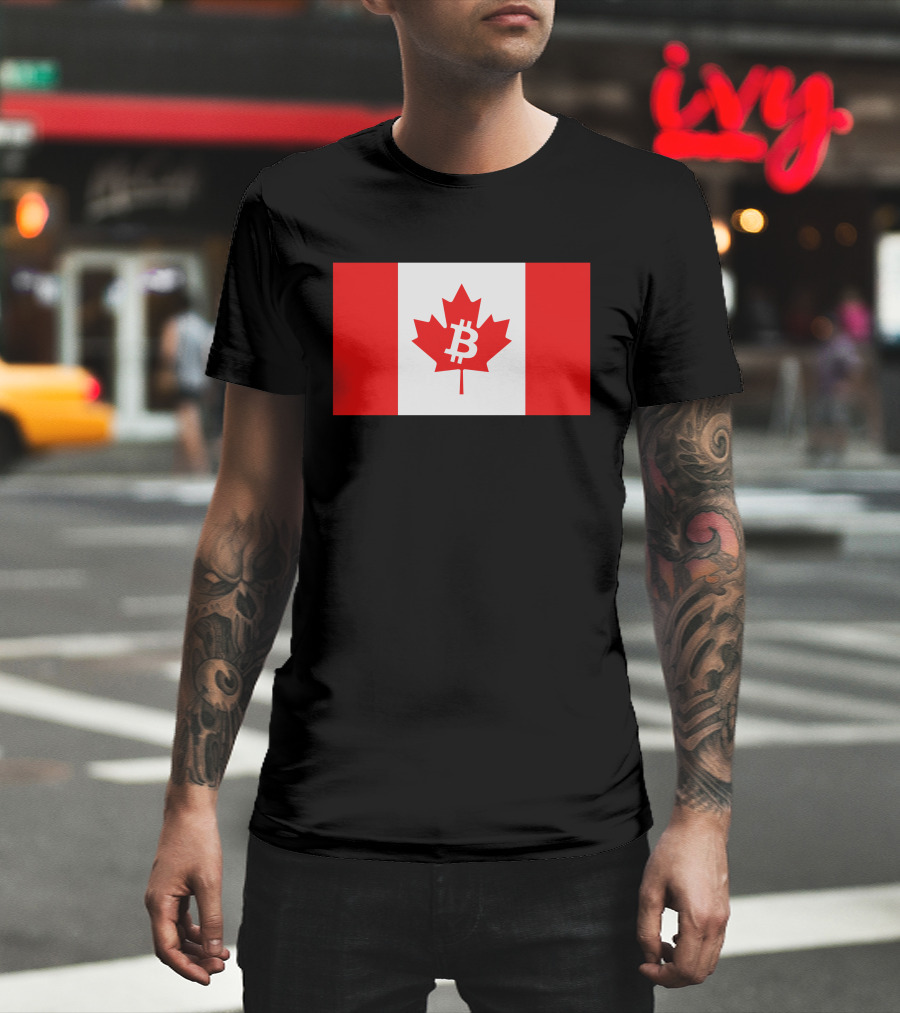 Bitcoin Canada Maple Leaf Flag Red 2 T-Shirt
