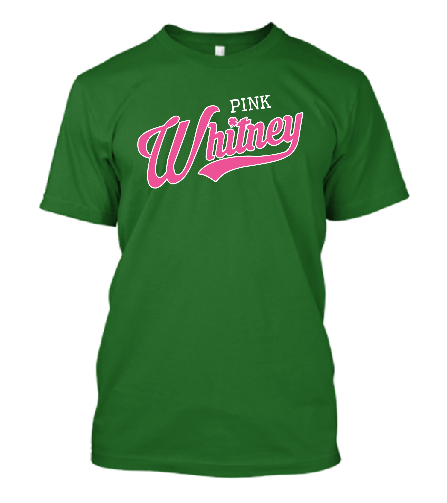 Pink Whitney Retro Bold Script Green Background T-Shirt