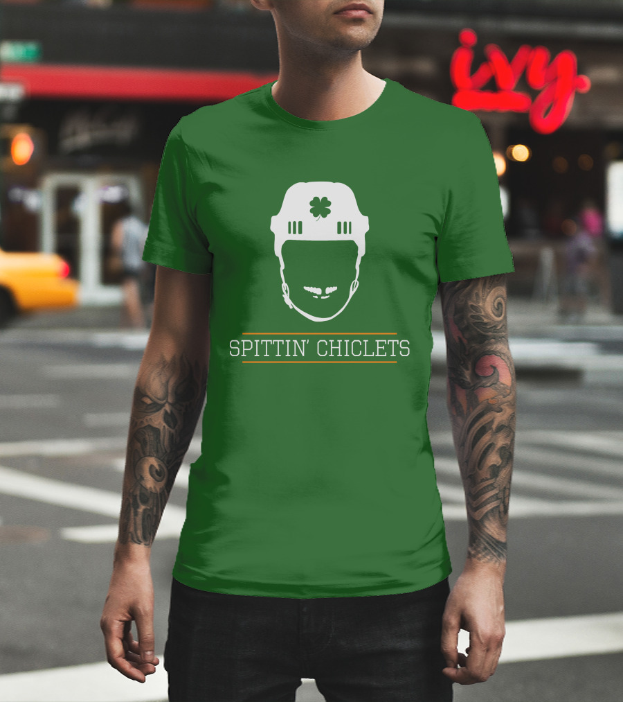 Spittin Chiclets Hockey Helmet Clover Green T-Shirt