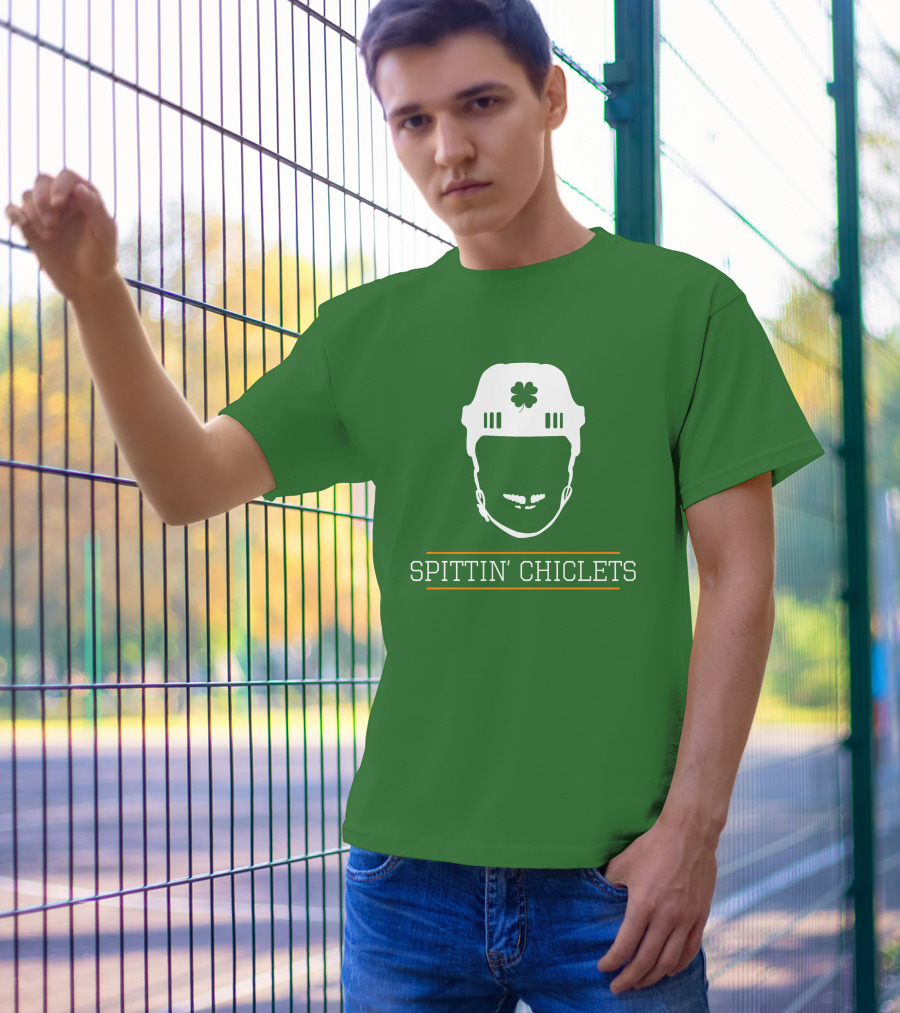 Spittin Chiclets Hockey Helmet Clover Green T-Shirt