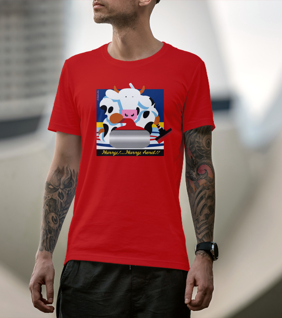 Hurry Hurry Herd Cow Curling Sweep T-Shirt