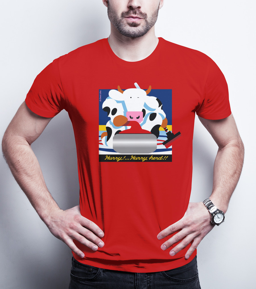 Hurry Hurry Herd Cow Curling Sweep T-Shirt