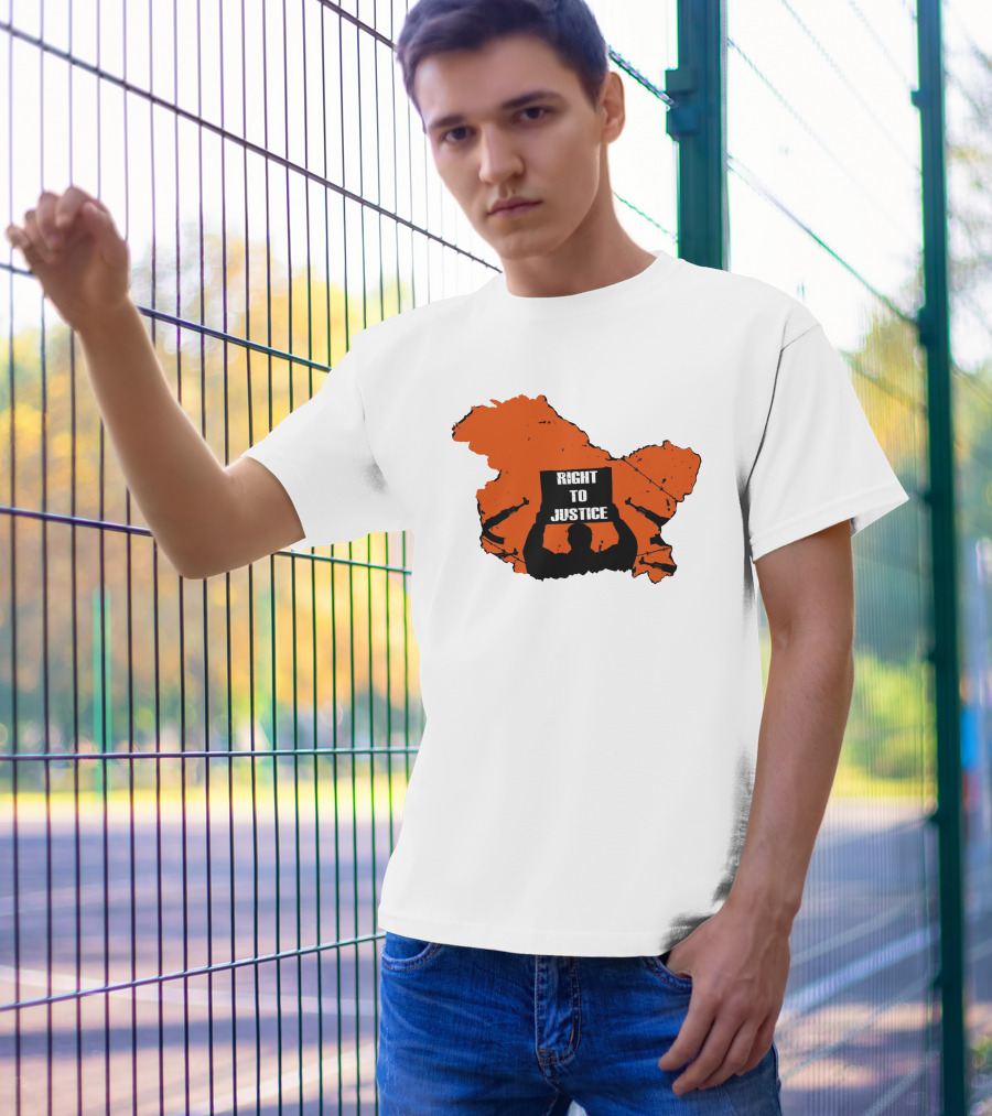 Right To Justice Protest Silhouette Inside Orange Map Shape T-Shirt