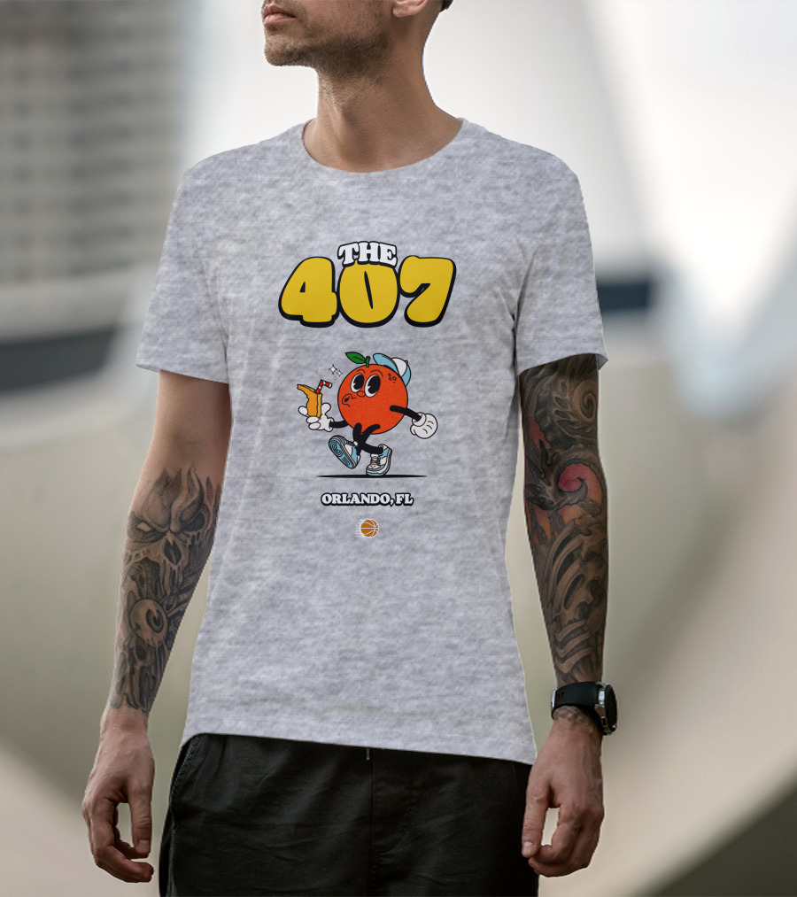 THE 407 Orlando FL Basketball Orange Character T-Shirt