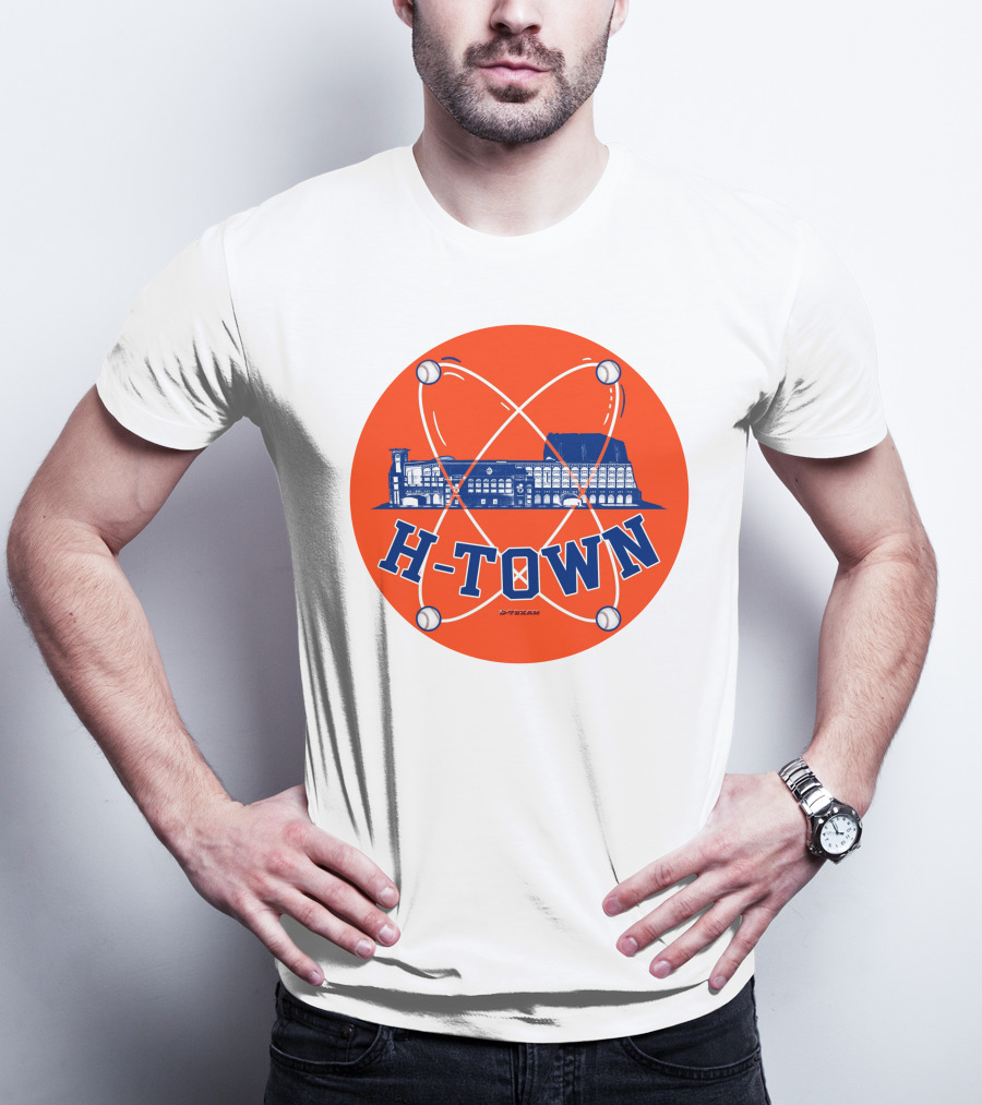 H-Town D-Texan Baseball Landmark Iconography T-Shirt