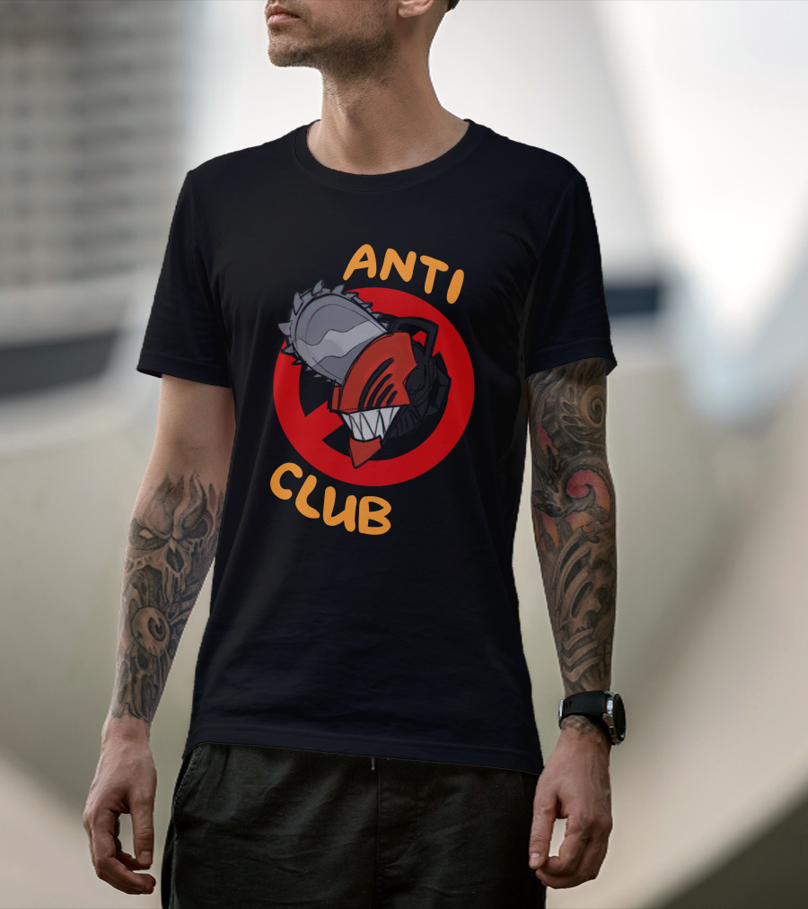 Chain Saw Man Anti Club Chainsaw Head With Red No Sign T-Shirt