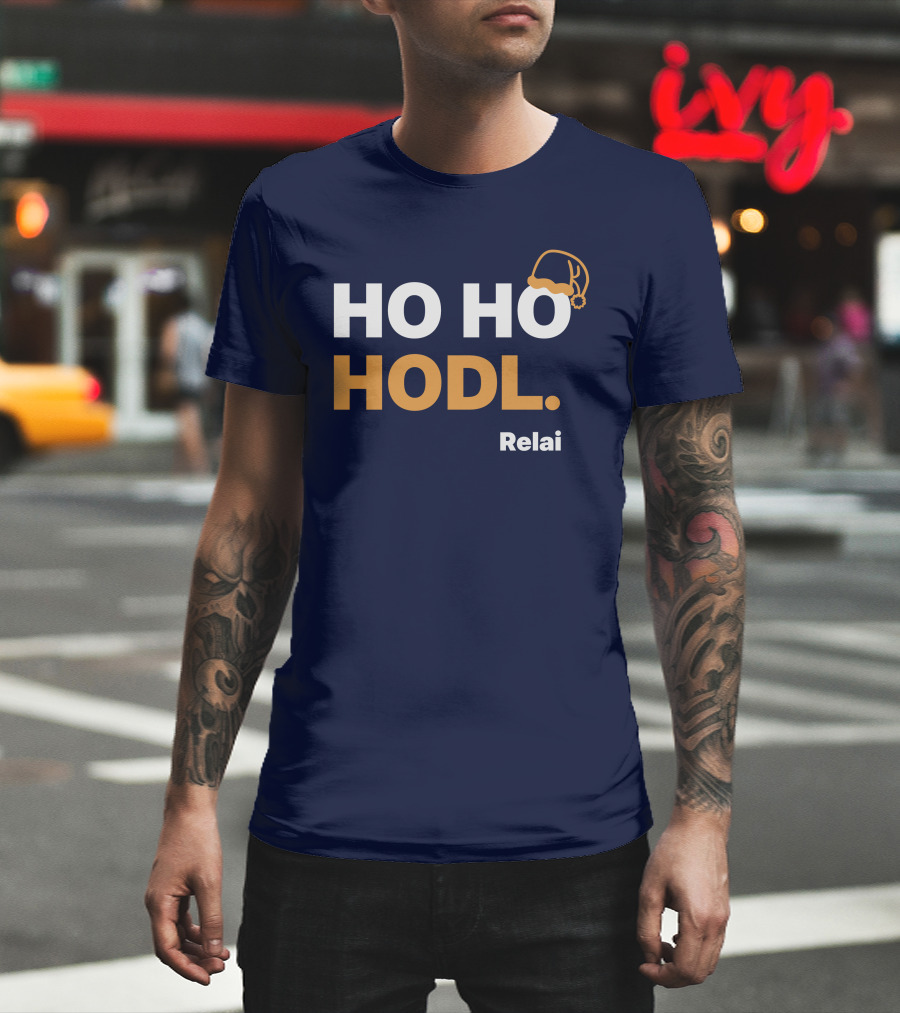 Ho Ho Hodl Relai Christmas Santa Hat Bitcoin T-Shirt