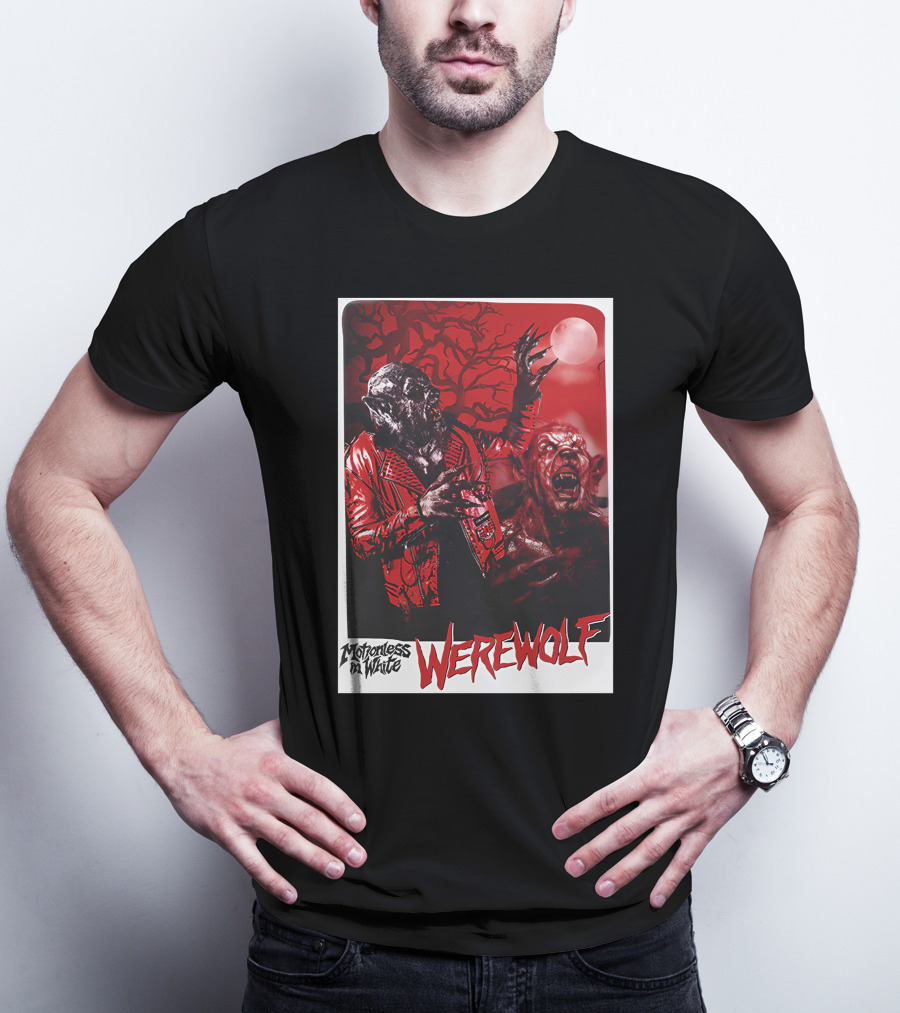 Motionless In White Werewolf Colortest Lurking In The Dark Red Moon Horror Scene T-Shirt