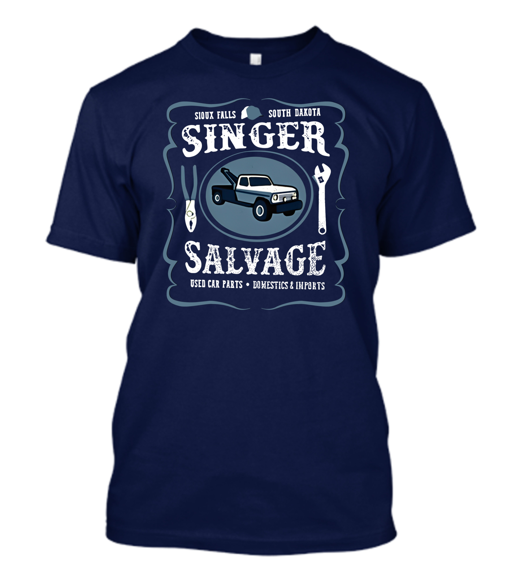 Sioux Falls South Dakota Singer Salvage Used Car Parts Domestics Imports T-Shirt