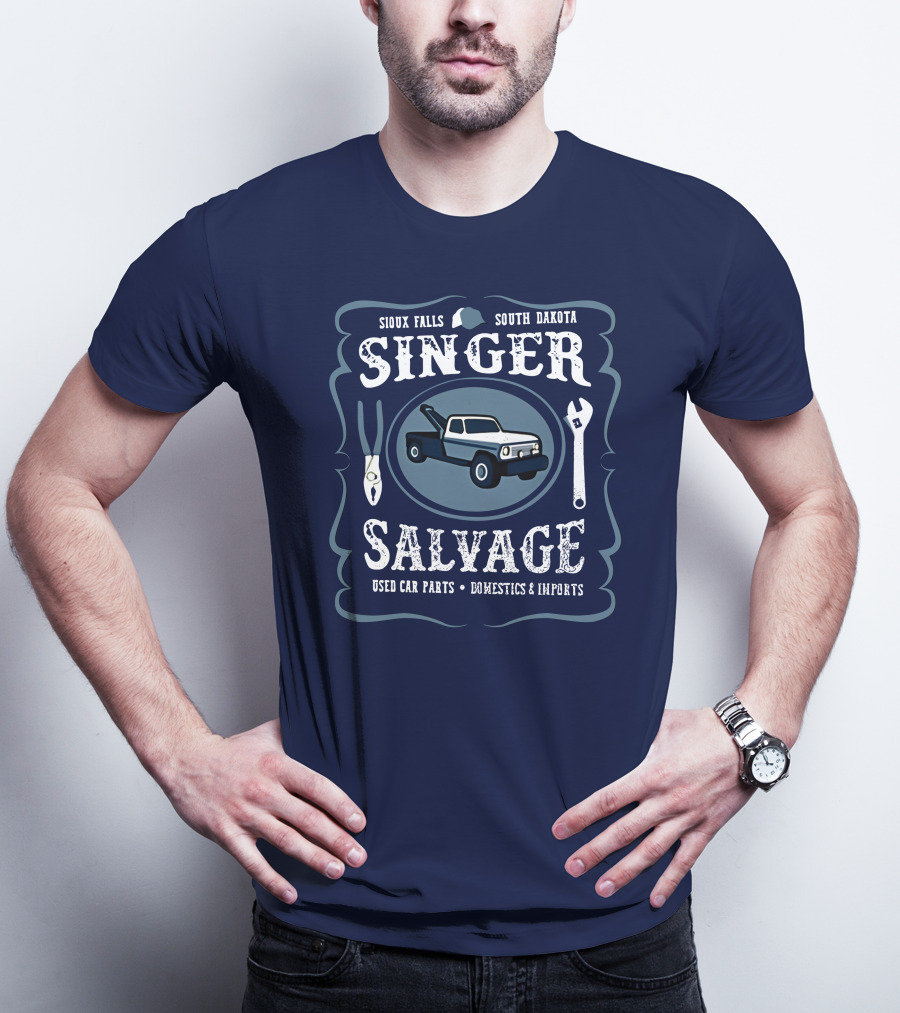 Sioux Falls South Dakota Singer Salvage Used Car Parts Domestics Imports T-Shirt