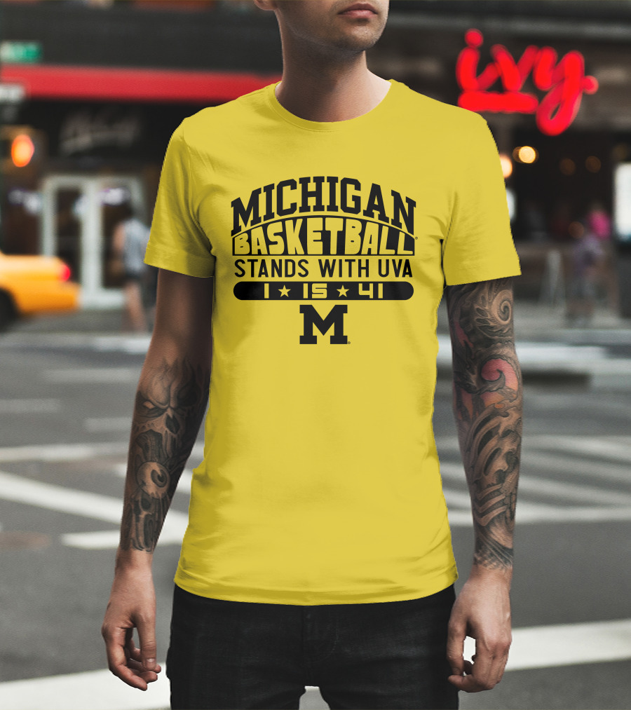 Michigan Basketball Stands With Uva 1 15 41 M T-Shirt