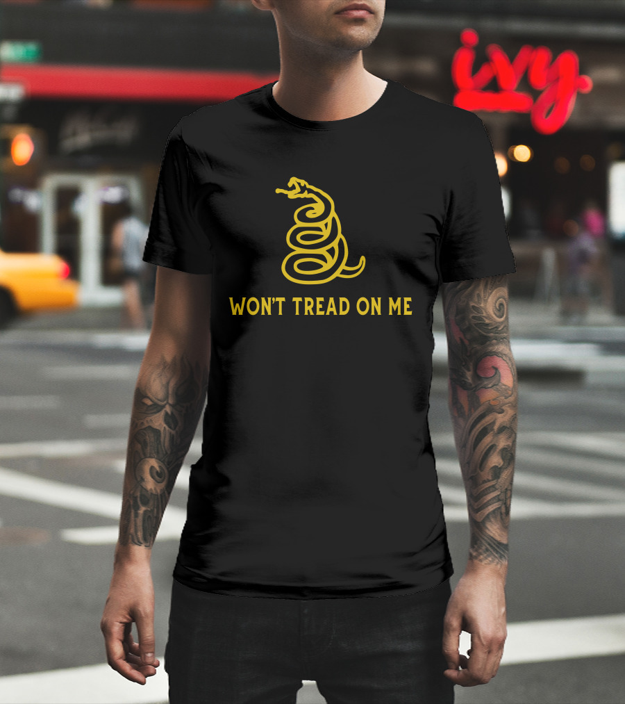 Won't Tread On Me Coiled Yellow Snake T-Shirt