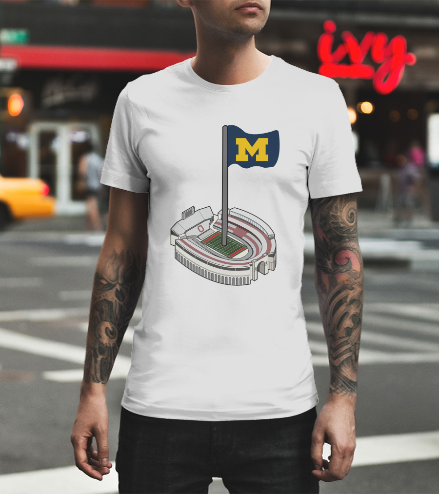 Britt Brianzivino Michigan Ohio Stadium Rivalry Flag T-Shirt
