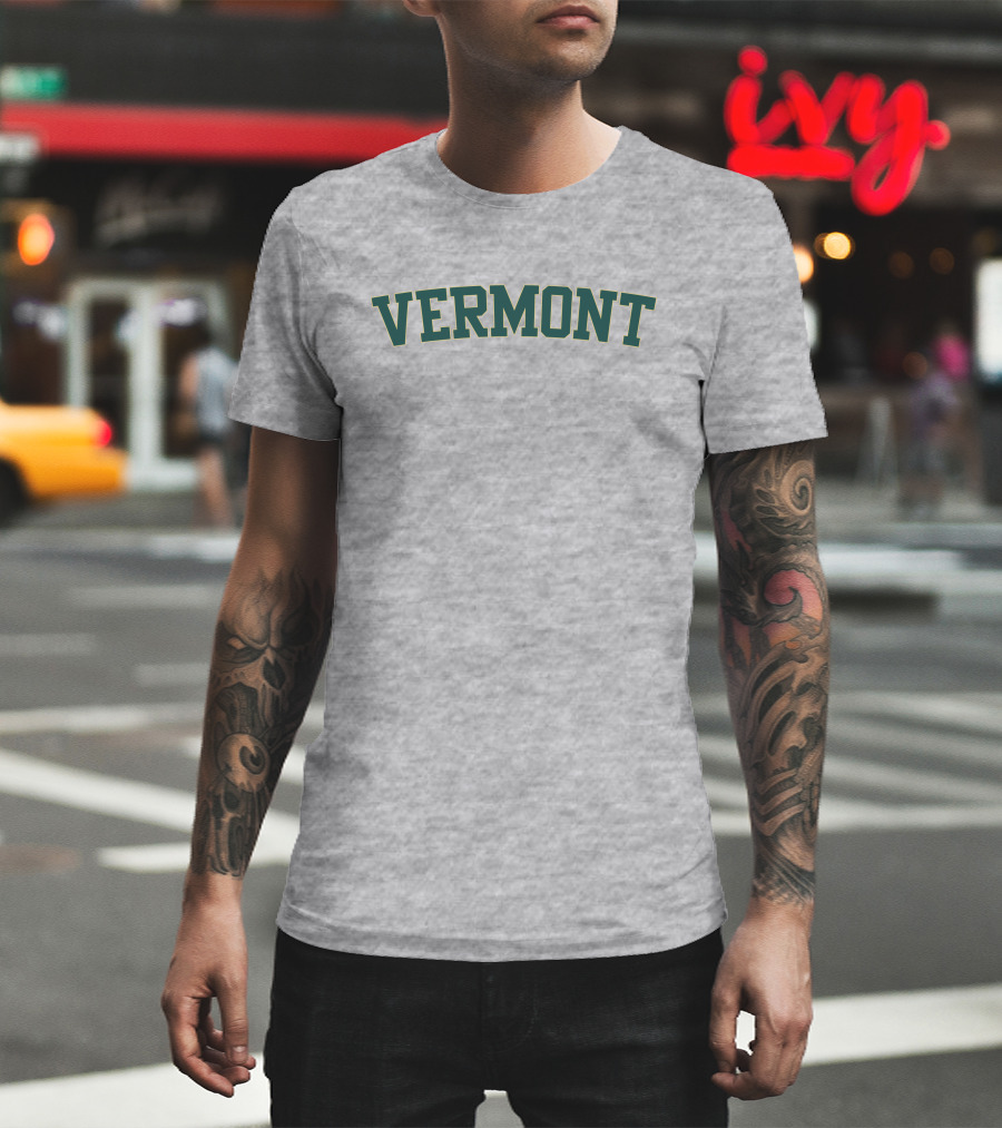 Vermont Green College Style Block Letters T-Shirt