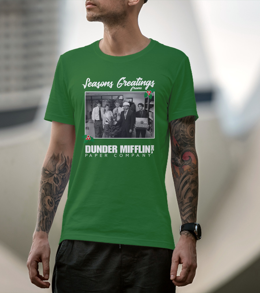 Seasons Greetings From Dunder Mifflin Paper Company Holiday Photo T-Shirt